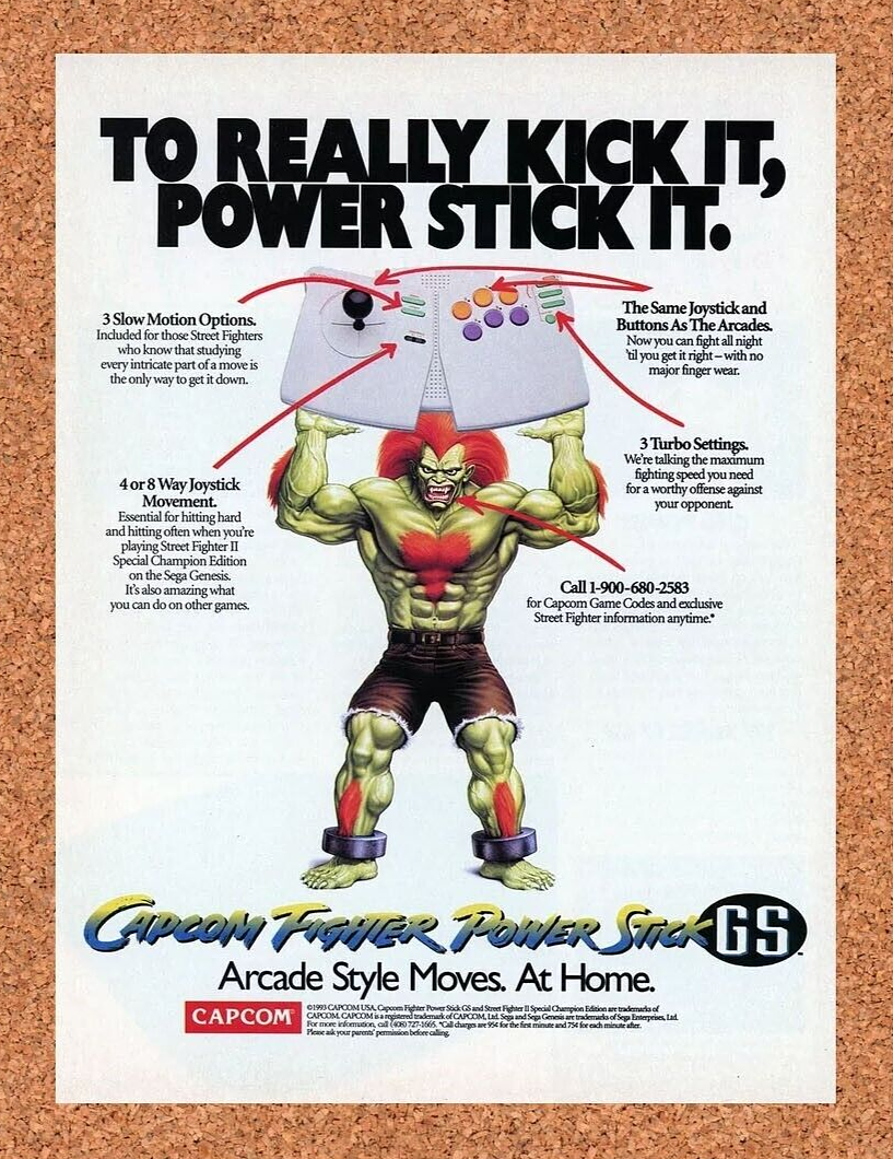 1994 Capcom Fighter Power Stick Street Fighter Original Ad | Bygone Pixels