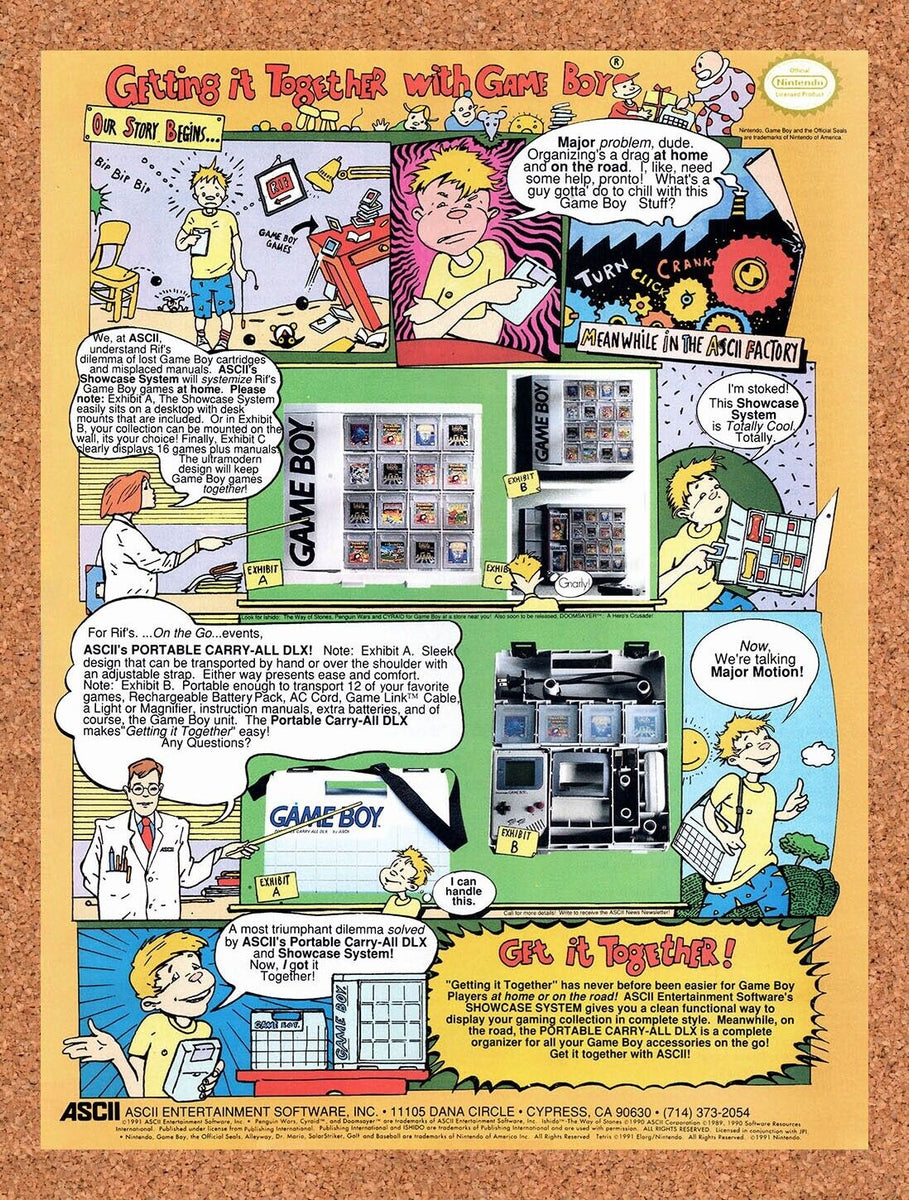 1991 ASCIIWARE Portable Game Boy Carry-All DLC Original Ad v3 | Bygone ...
