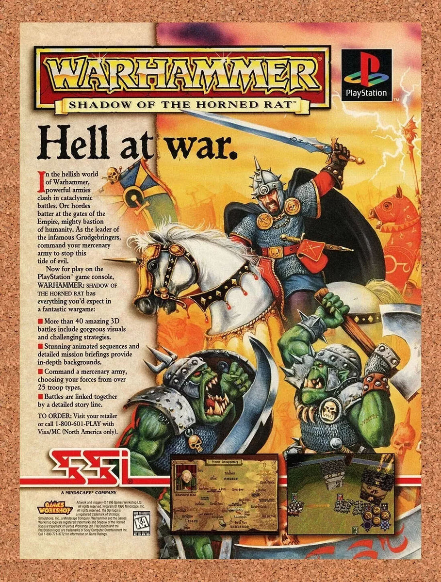 1996 Warhammer Shadow Of The Horned Rat PS1 Original Ad | Bygone Pixels